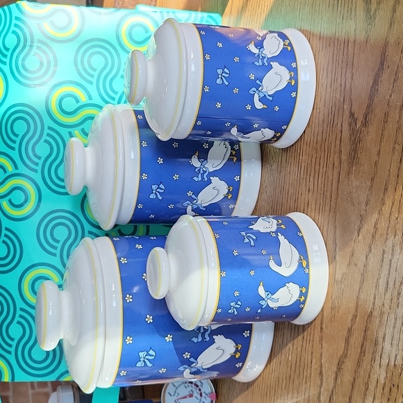 Source Unknown | Kitchen | Vintage Country Blue Goose Set Of 4 Flour ...